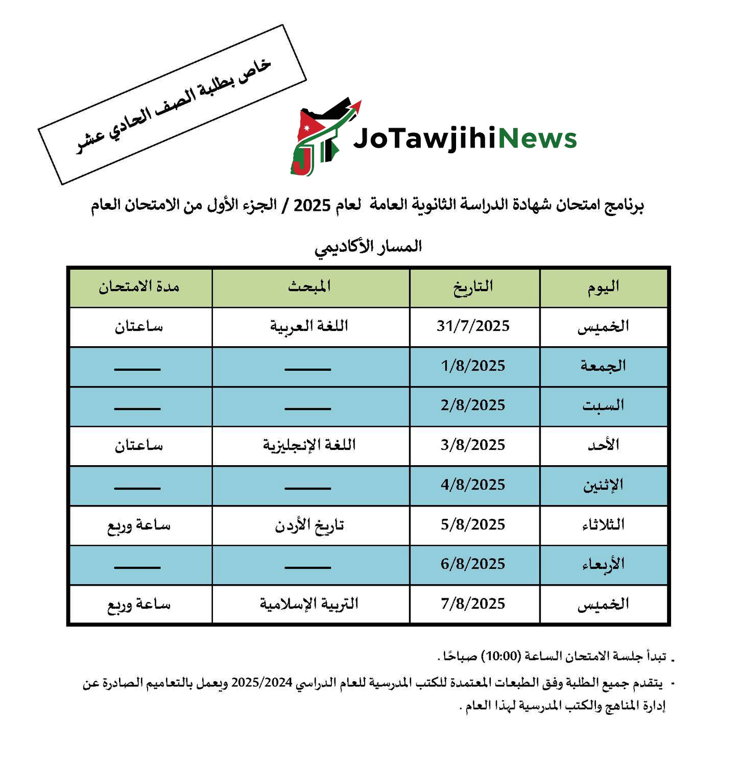 جدول امتحانات التوجيهي 2008 الأردن.. النظام الجديد ومواعيد الدورة ...